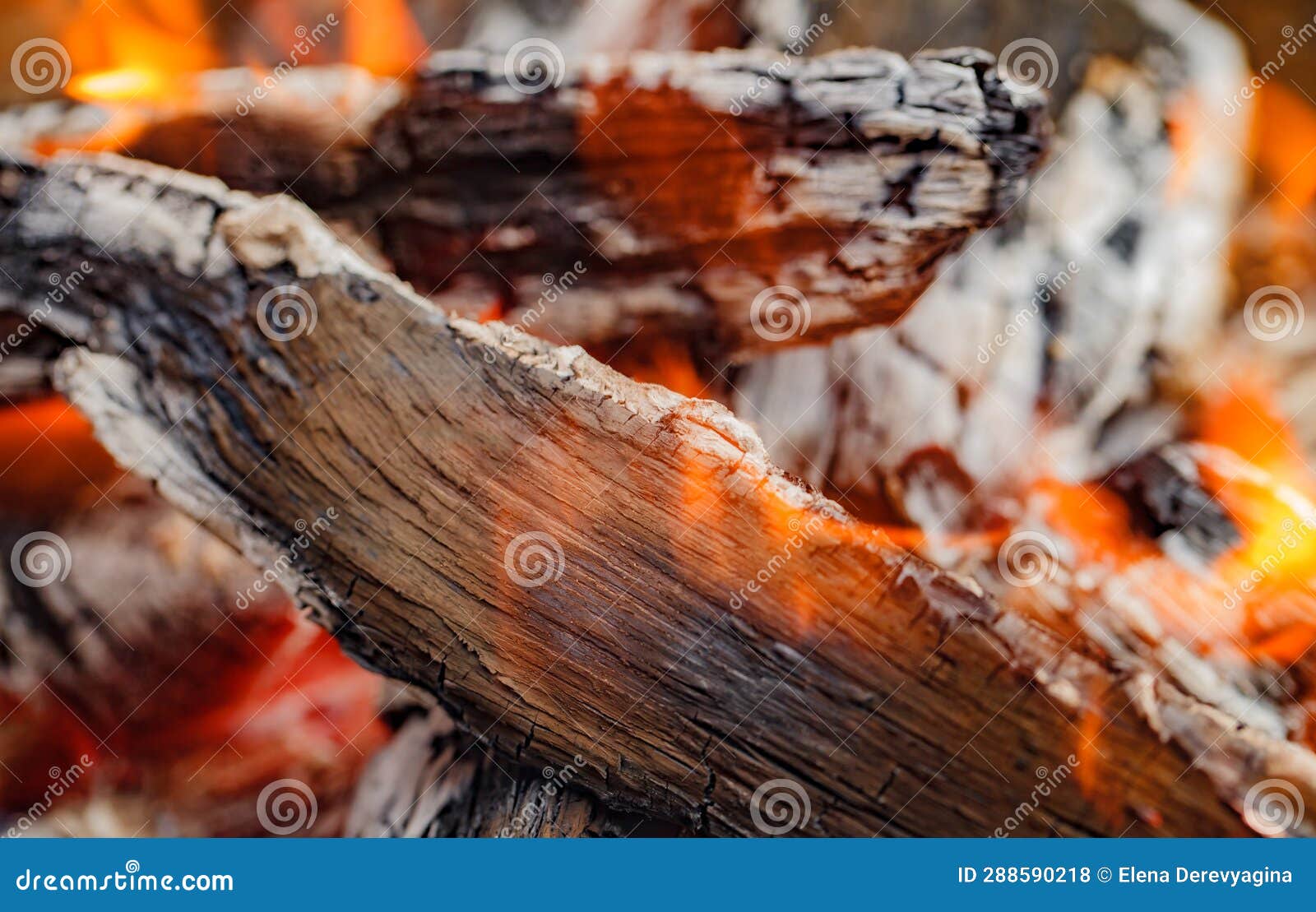 Wood Burning in the Barbecue, Embers Smoldering, Selective Focus Stock ...