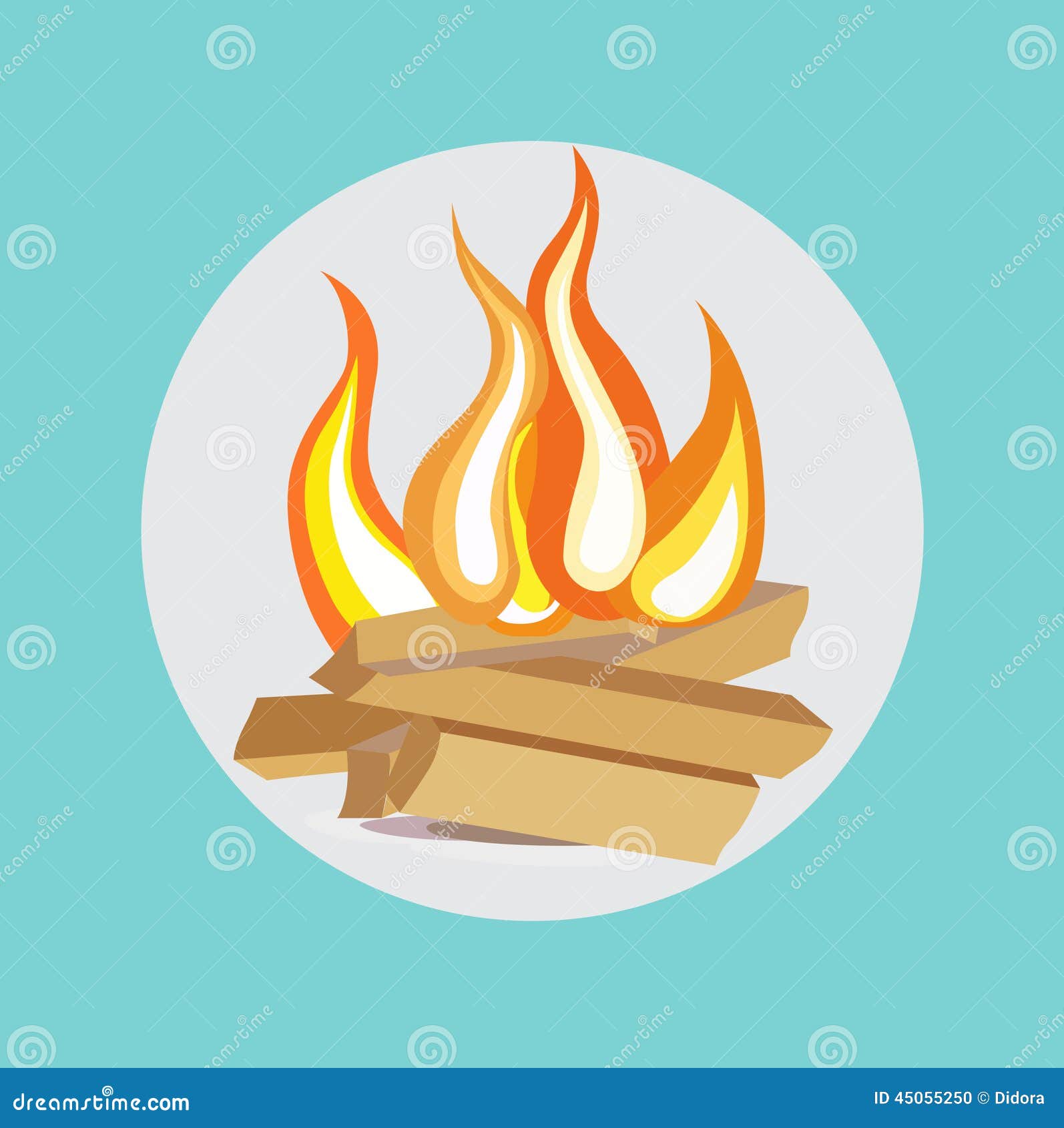Wood Camp Fire Flat Design Icon Stock Vector - Illustration of wild ...