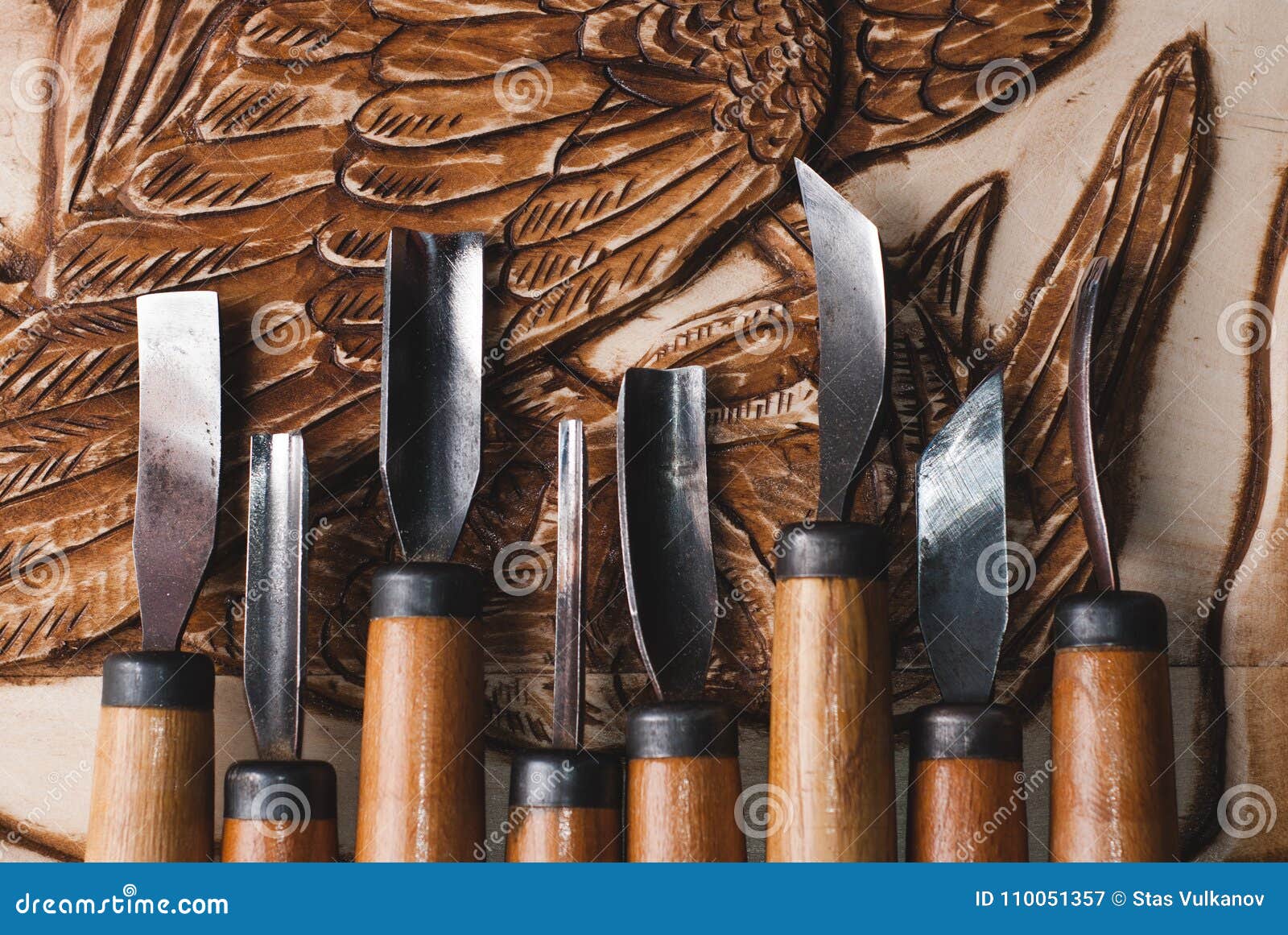 Wood Carving Craft Tools, Wood Engraving Texture, Stock Image - Image ...