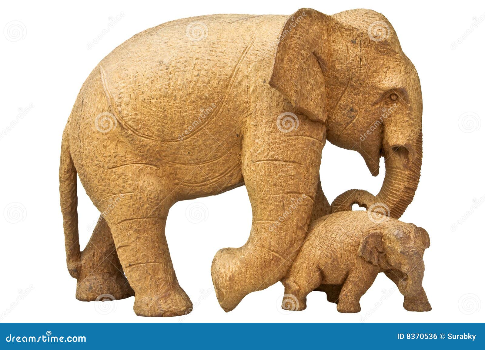 Wood carving elephants. stock illustration. Illustration of ...