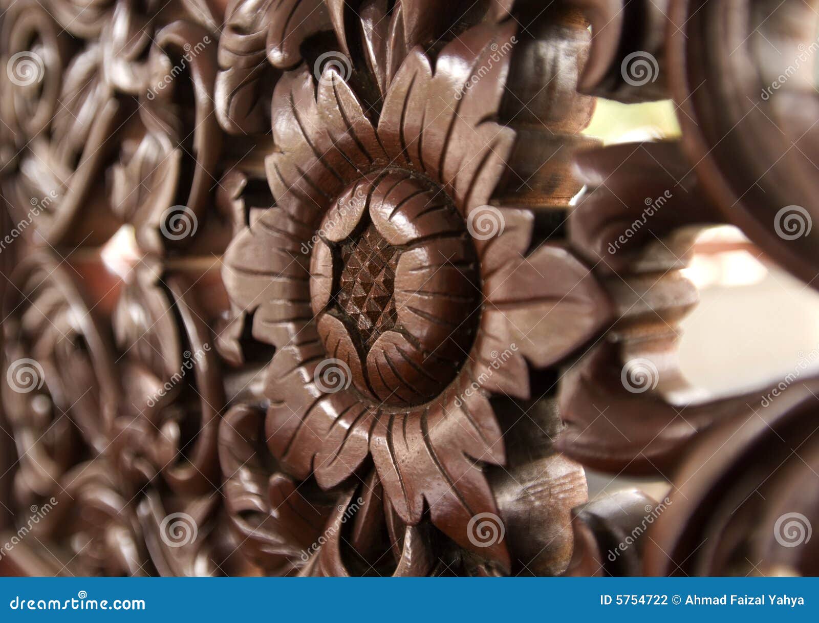 Wood Carving of Flower Pattern. Stock Photo - Image of ornamental ...