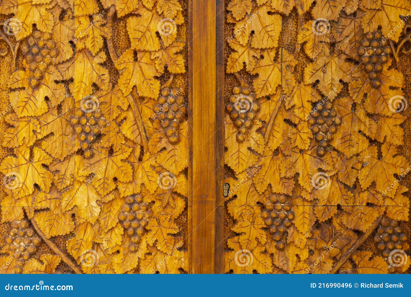 Wood Carving of Grape Leaves and Grapes Stock Photo - Image of carving ...