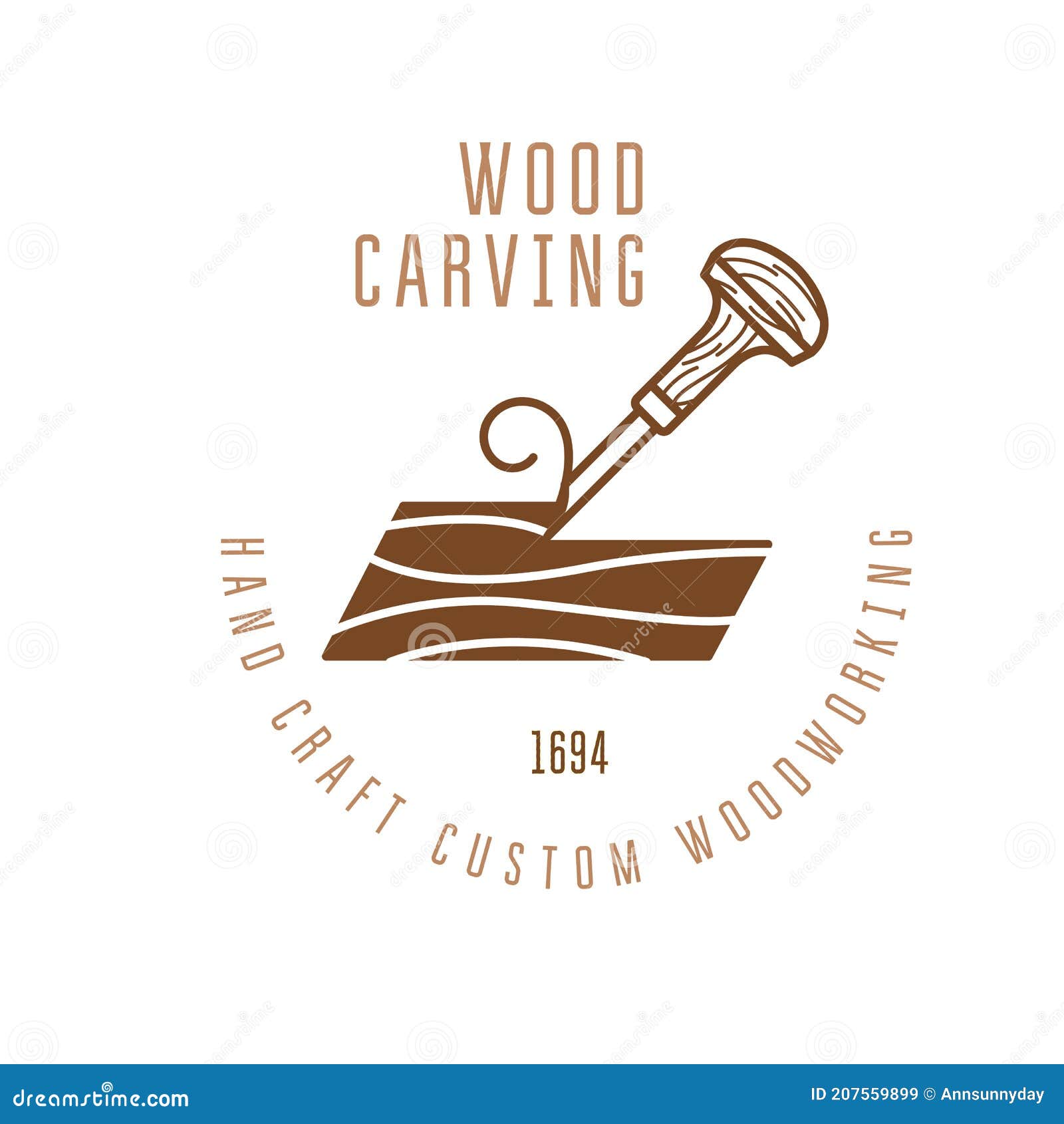 Wood Carving Logo with Chisel Cutting a Wood Bar, Timber Engraving ...