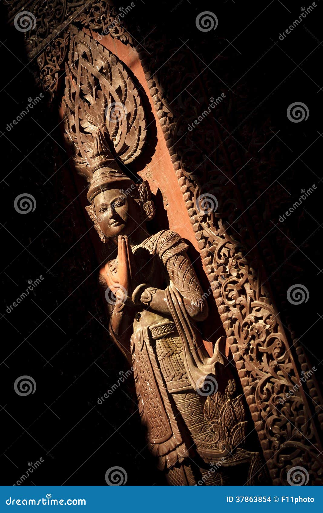 Wood carving Myanmar stock photo. Image of temple, landmarks - 37863854