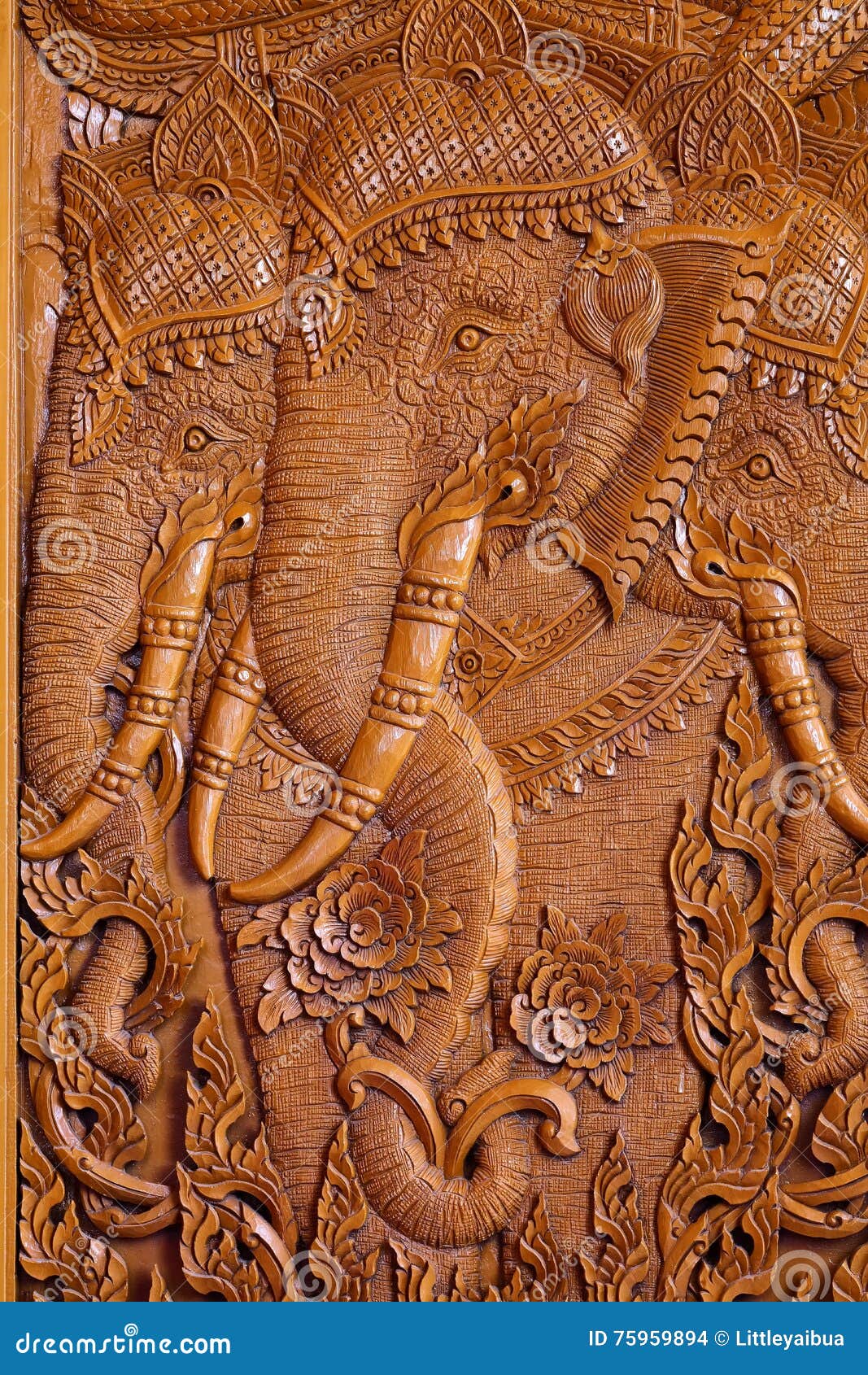 Wood Carving Pattern on the Door of Thai Temple. Stock Photo - Image of ...