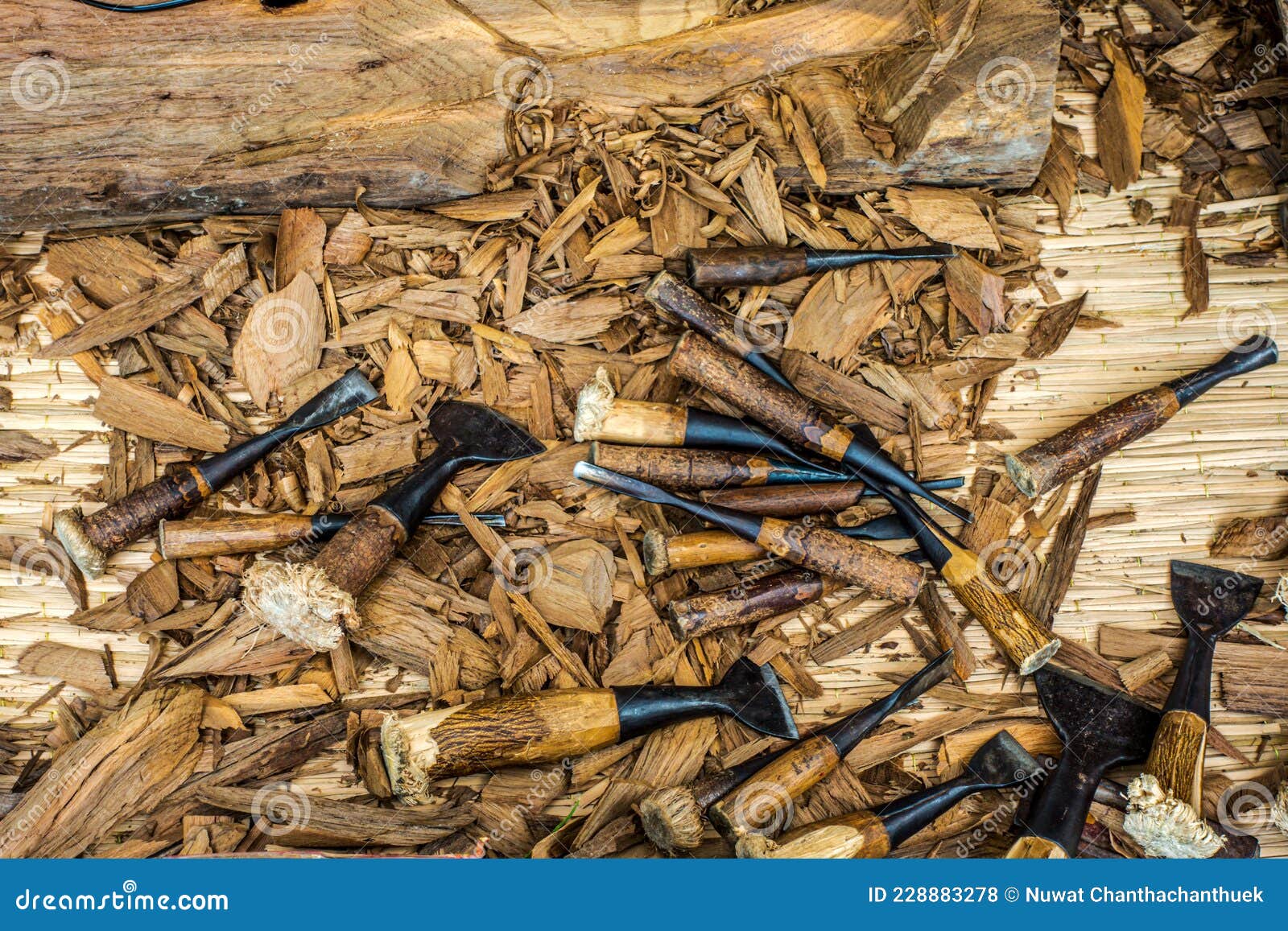 Wood Carving Tools Arranged in an Unorderly Manner Stock Photo - Image ...