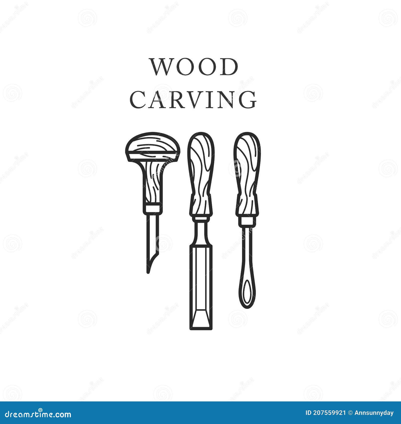 Wood Carving Tools Icon, Logo with Chisels, Timber Engraving Emblem ...