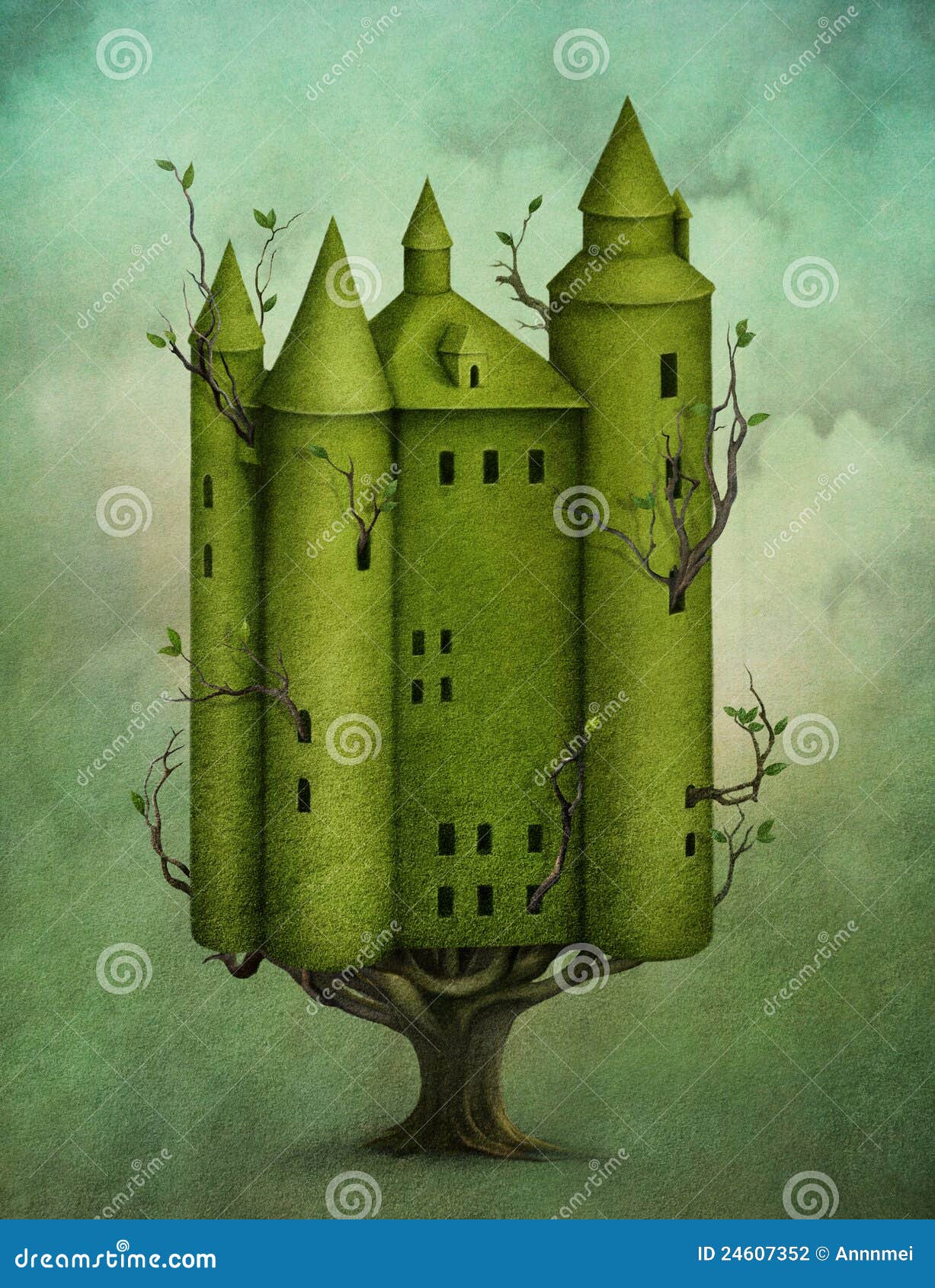 Wood Castle stock illustration. Illustration of fantasy - 24607352