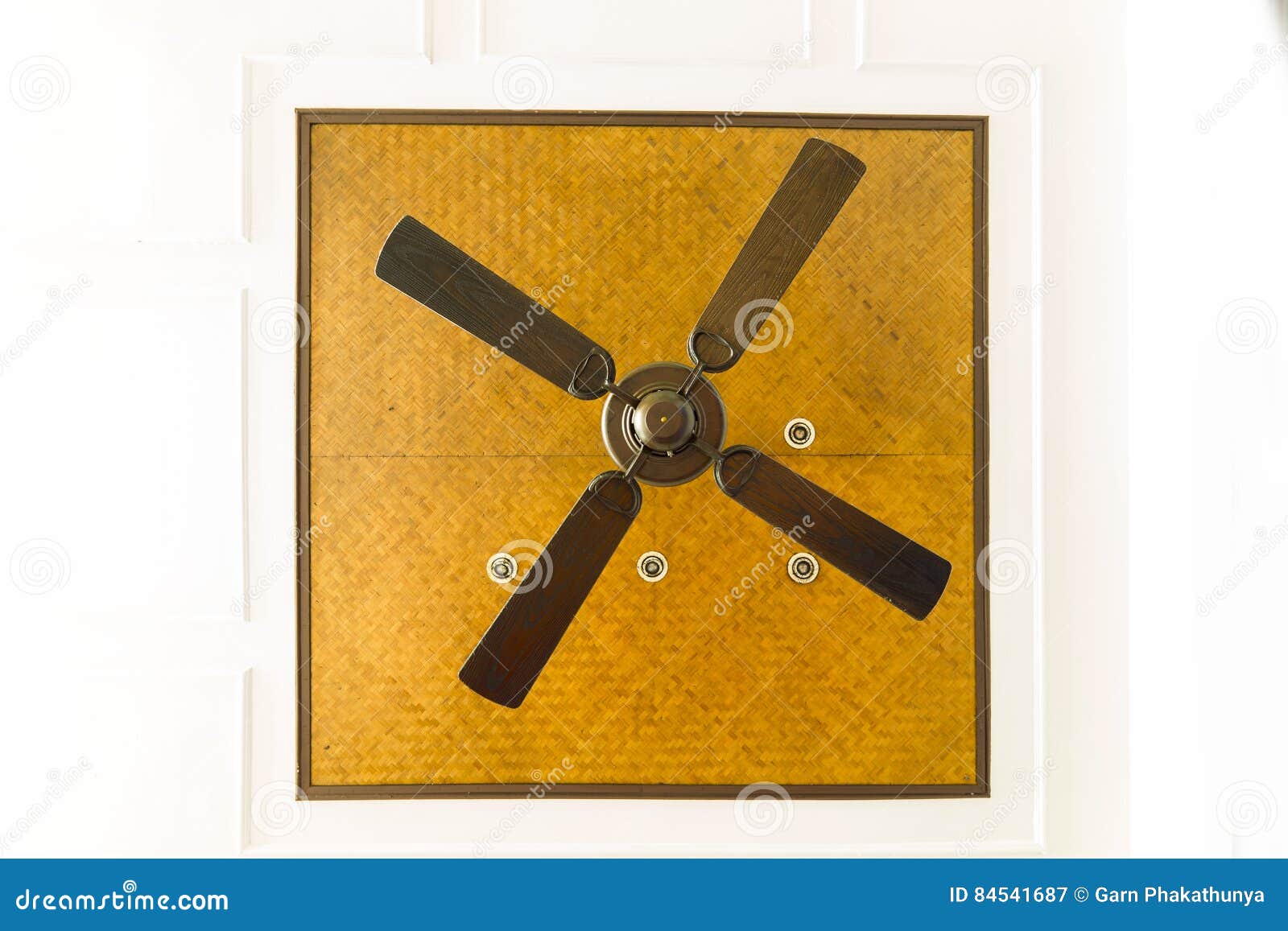Wood Ceiling Fan Isolated on White Background. Stock Image - Image of ...