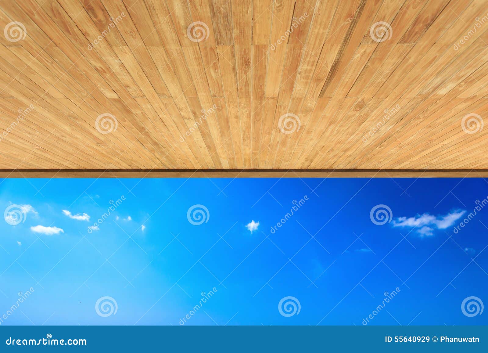 Wood Ceiling Texture and View To the Sea Stock Image - Image of ...