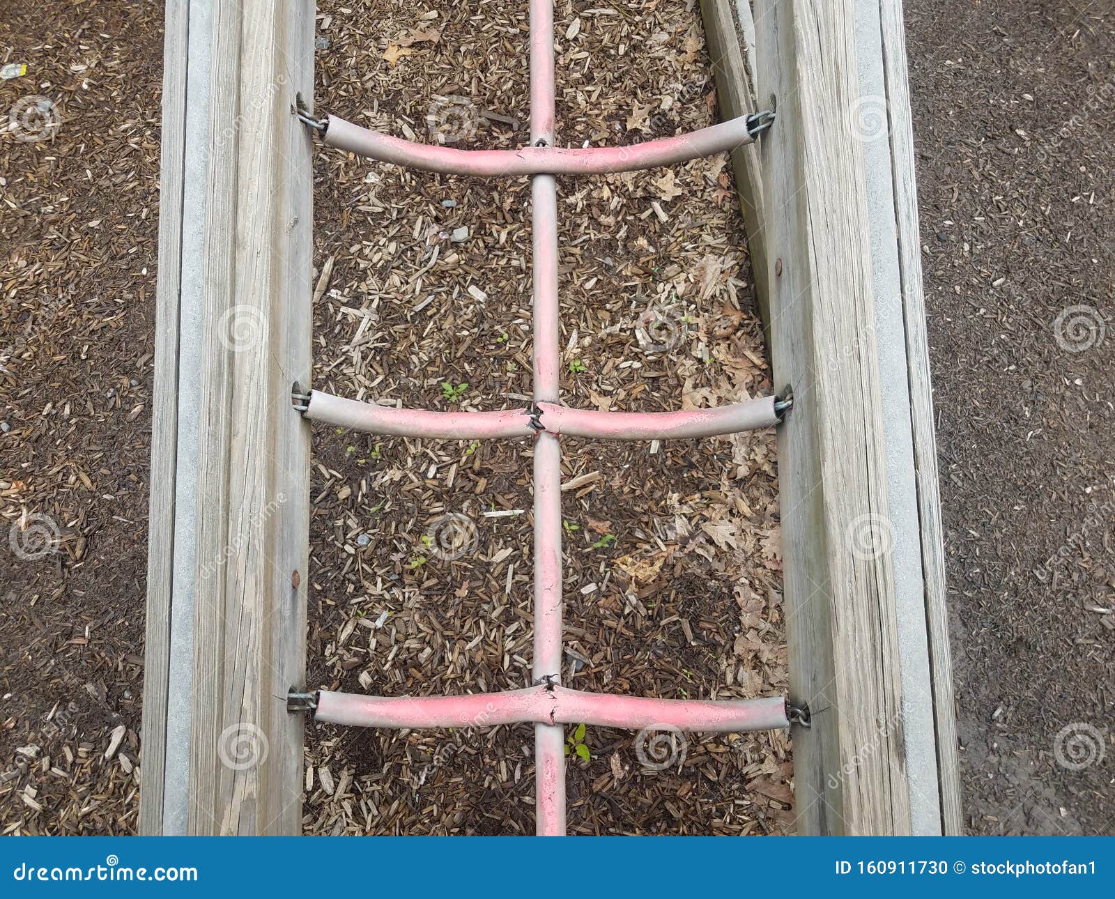 Wood and Chain Ladder Covered with Rubber on Playground Stock Photo ...