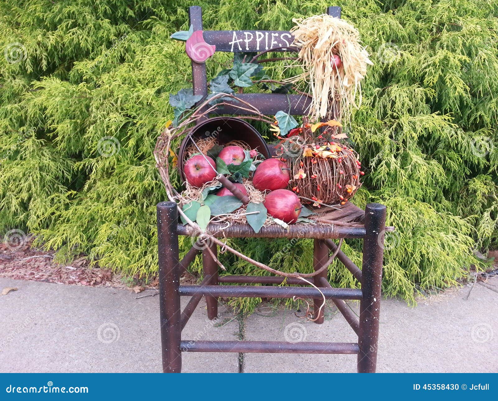 Wood Chair Decorated for Autumn Stock Photo - Image of wood, chair ...