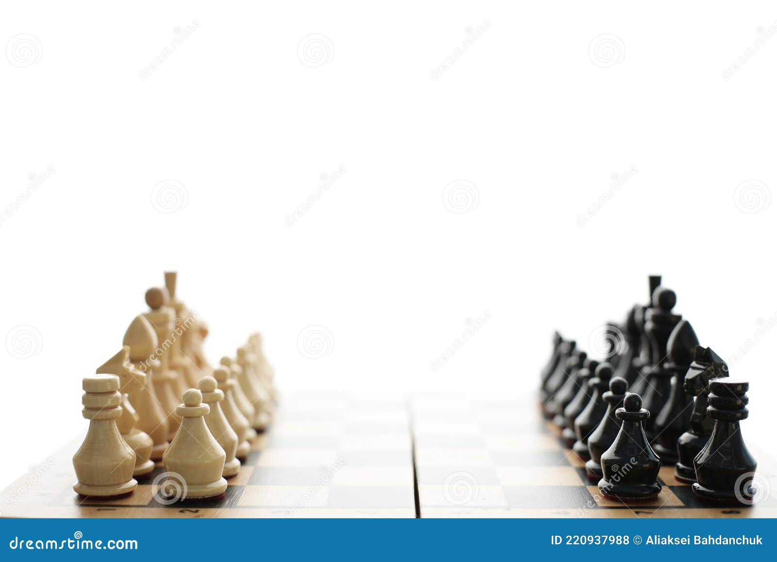 Wood Chess Pieces on a Board Isolated White Background Stock Photo ...
