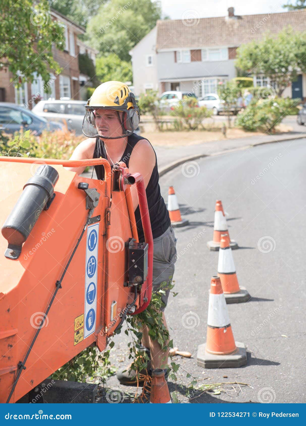 Wood Chipper Machine Operator. Stock Image - Image of industry ...