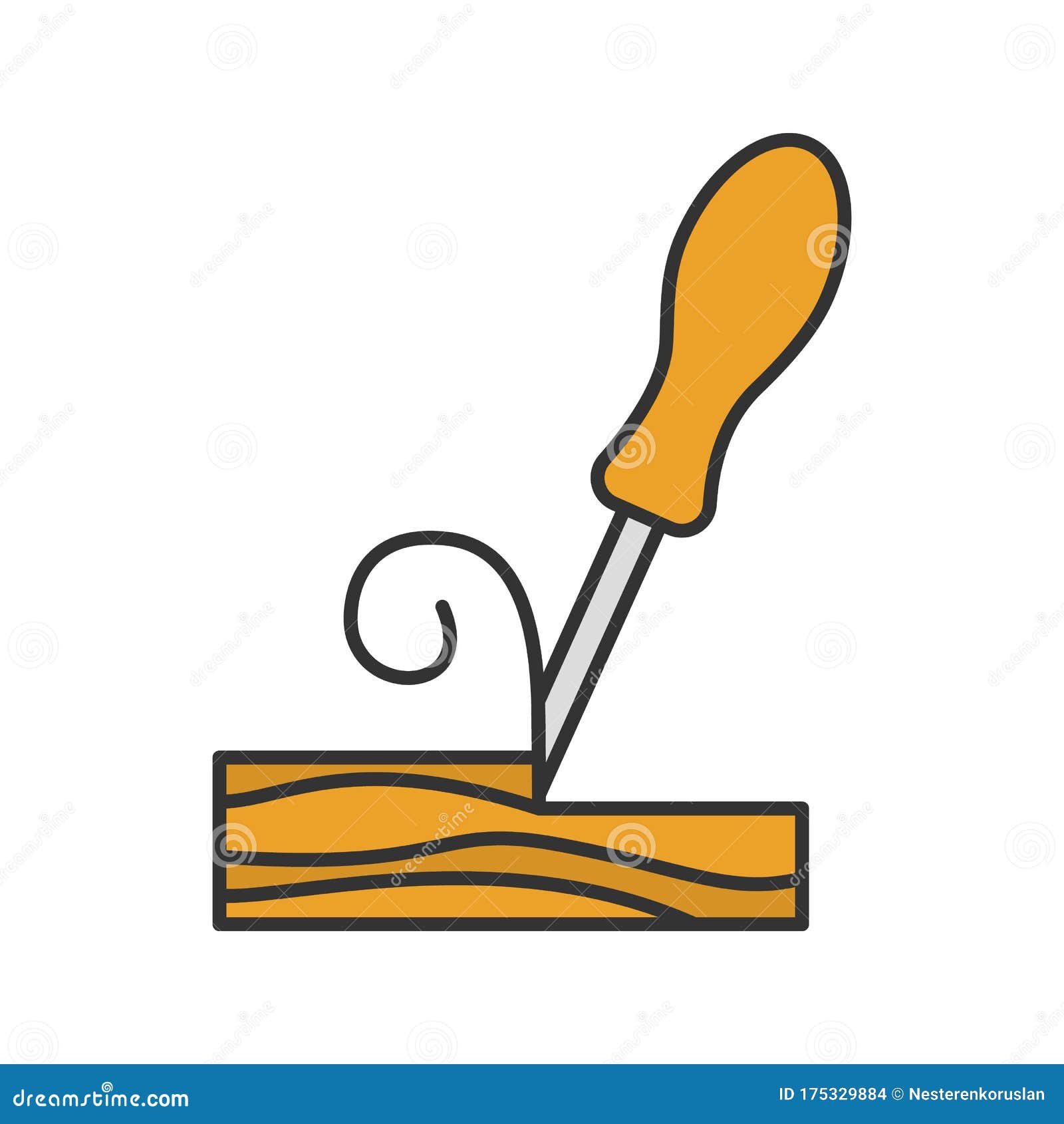 Wood chisel color icon stock vector. Illustration of refit - 175329884