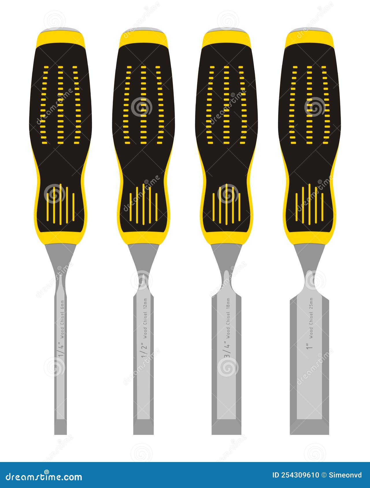 Wood Chisel Set. Wood Working Tool for Carpenters Stock Vector ...