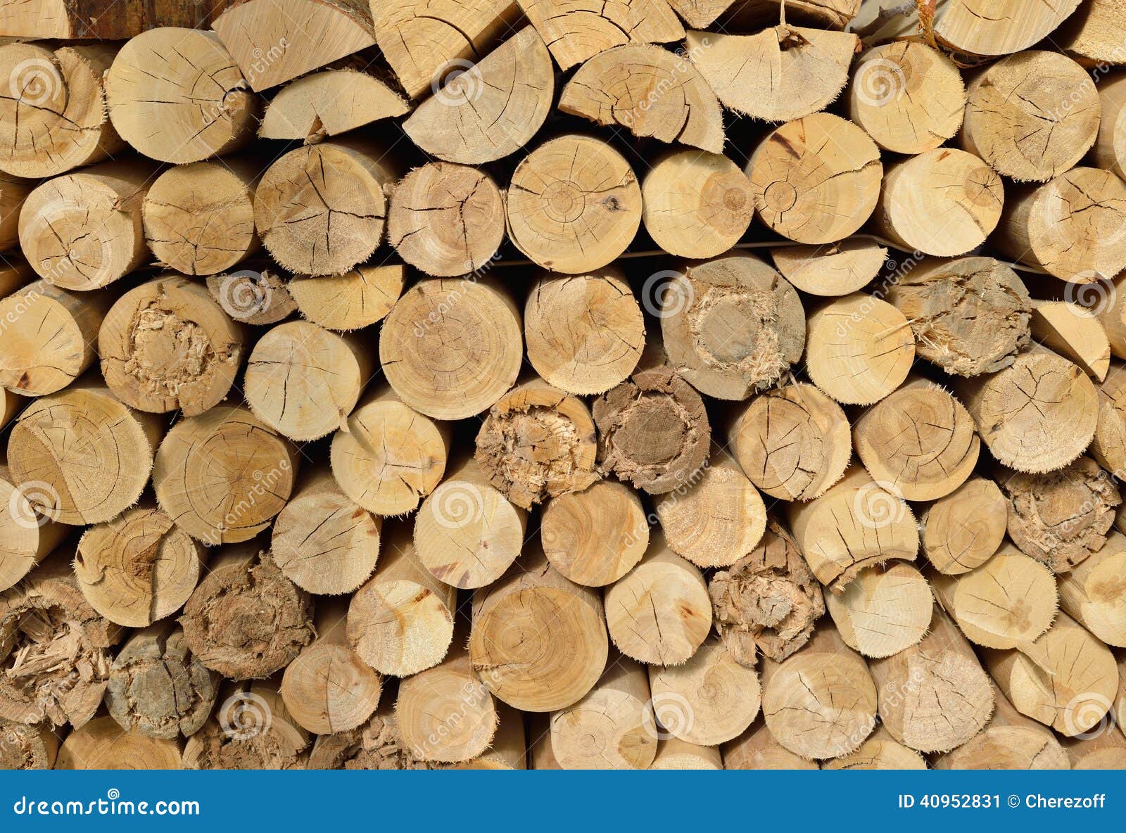 Wood Chopped Firewood Stacked on the Stack Stock Image - Image of round ...