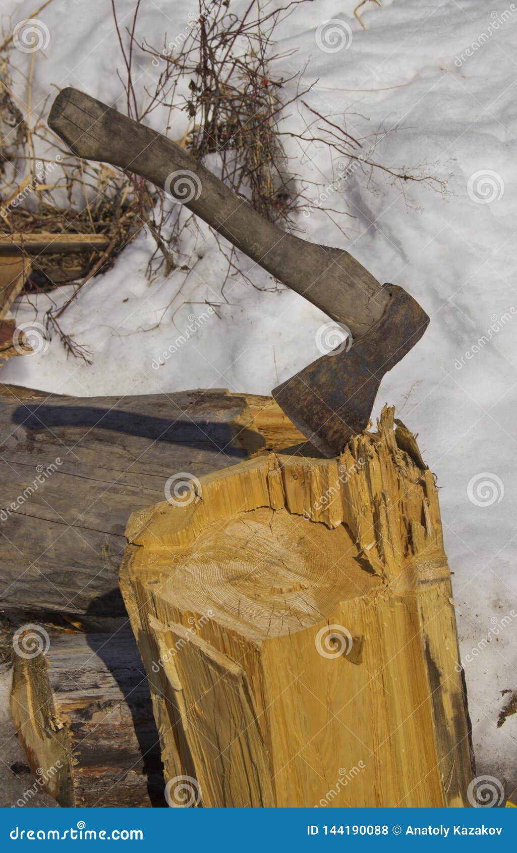 Wood chopping axe stock photo. Image of male, focus - 144190088