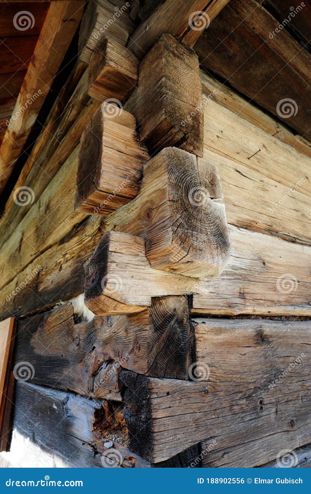 Wood Connection or Timber Joint on Log House Stock Photo - Image of ...