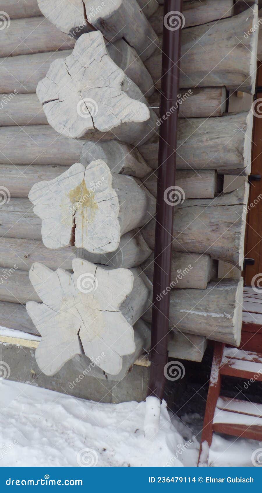 Wood Connection or Timber Joint on Log House Stock Photo - Image of ...