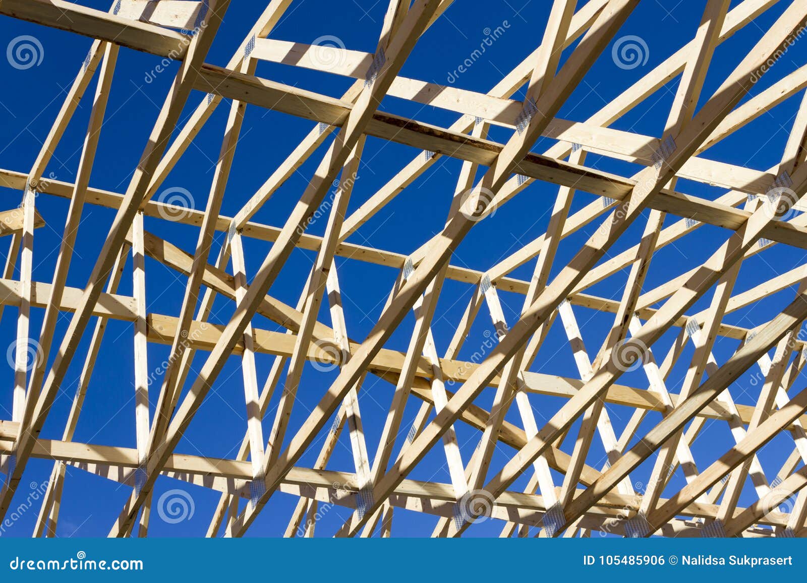 Wood Construction Framing House Lumber Stock Photo - Image of detached ...