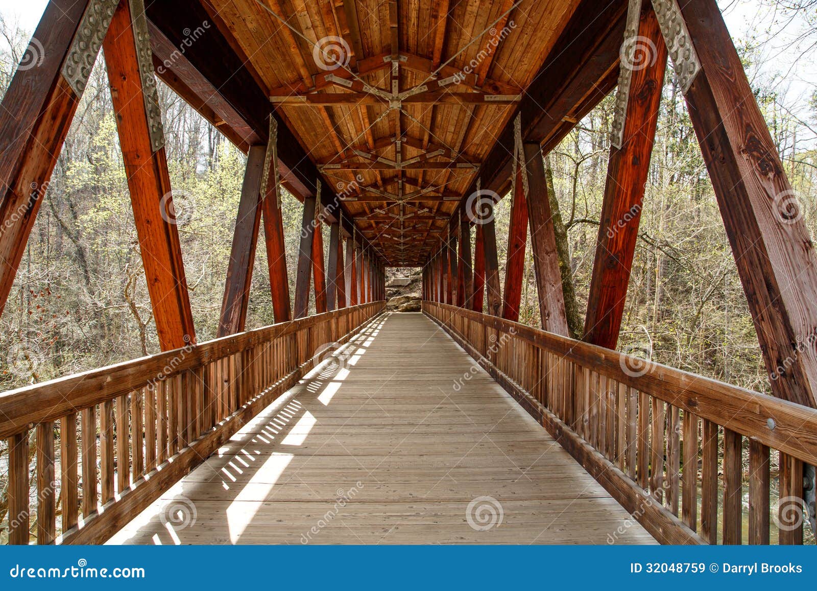 Wood Covered Bridge of Old Timbers Stock Image - Image of landmark ...