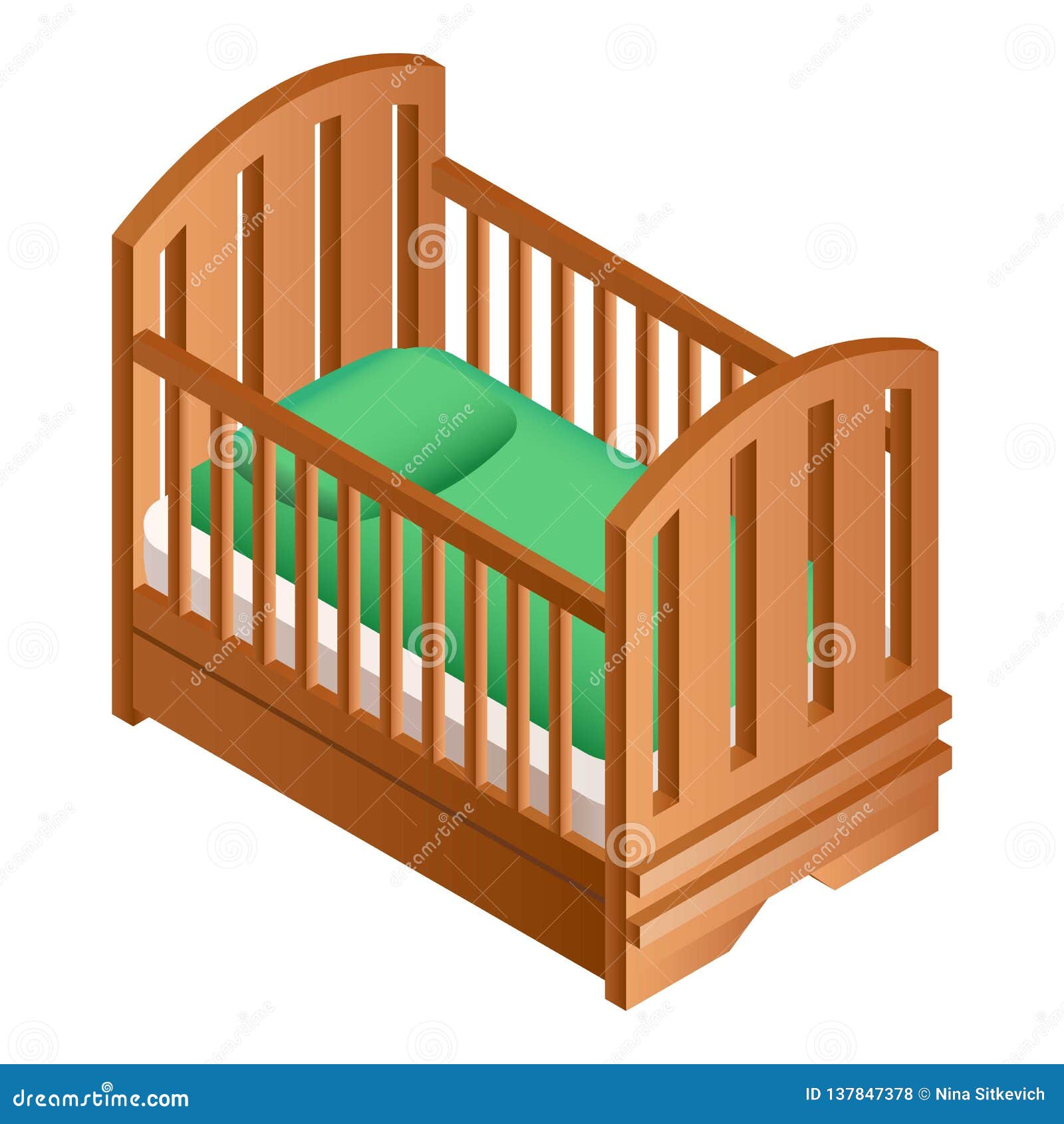 Wood Crib Icon, Isometric Style Stock Vector - Illustration of baby ...