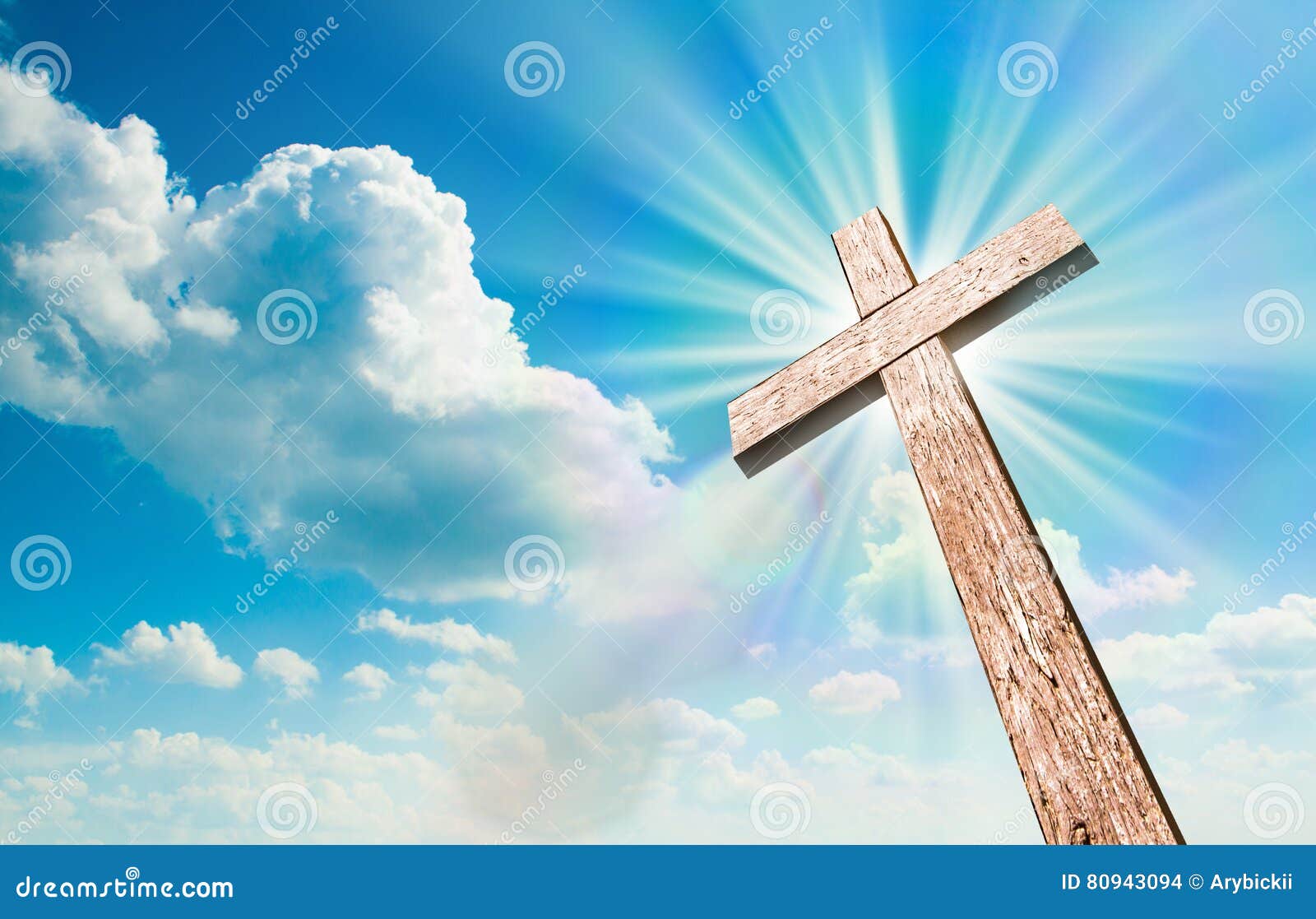Wood cross on blue sky stock photo. Image of christianity - 80943094