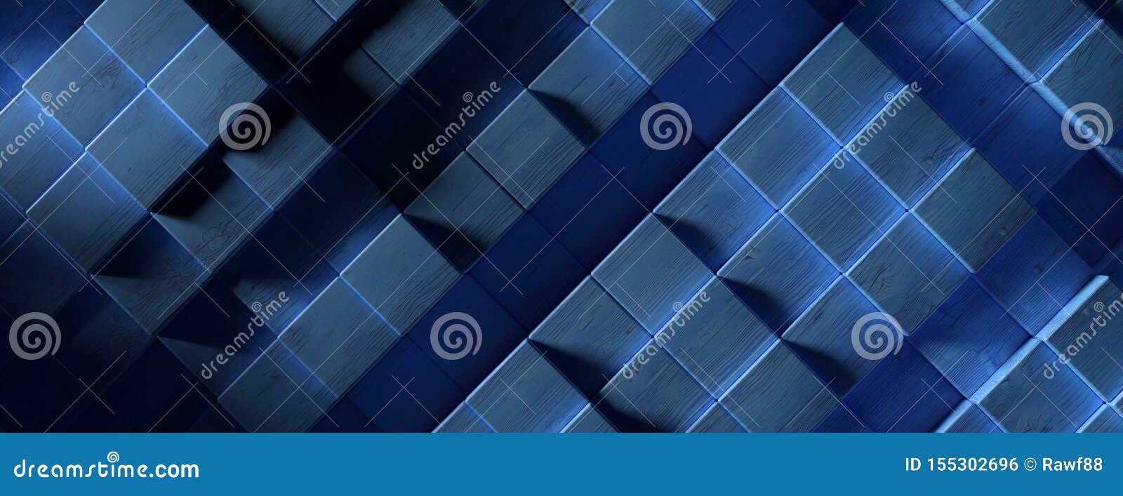 Wood Cube Background Texture, Block Shape Elements Pattern, Blue Color ...