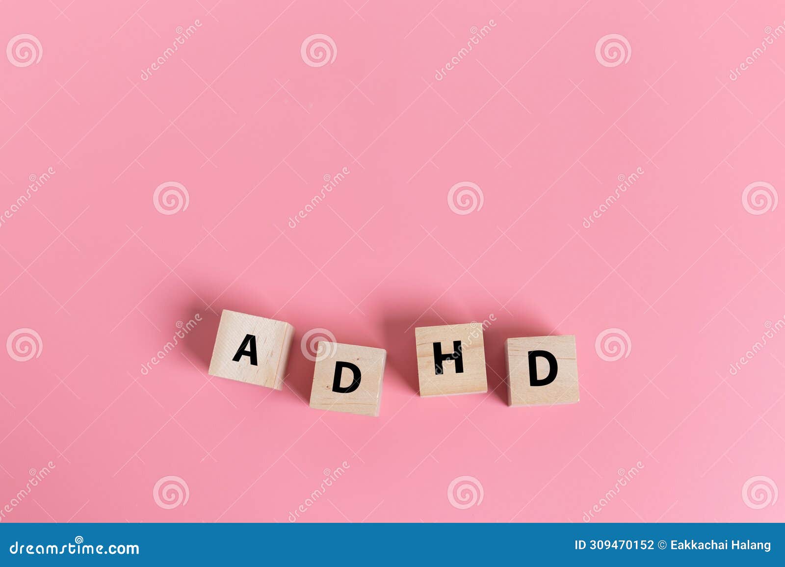 Wood Cube Block Abbreviation of ADHD on Pink Table. Attention Deficit ...