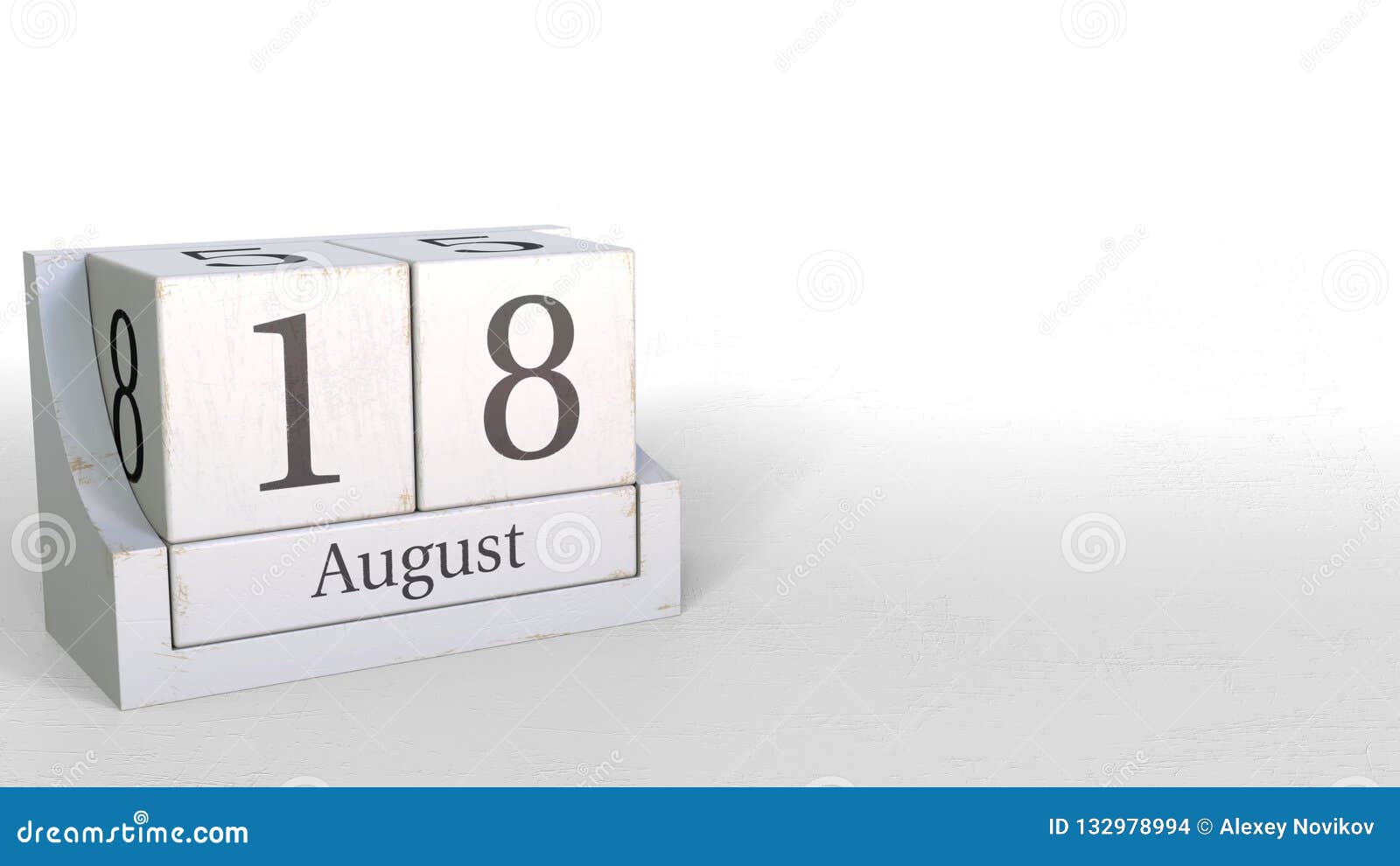 Wood Cube Calendar Shows August 18 Date, 3D Rendering Stock ...