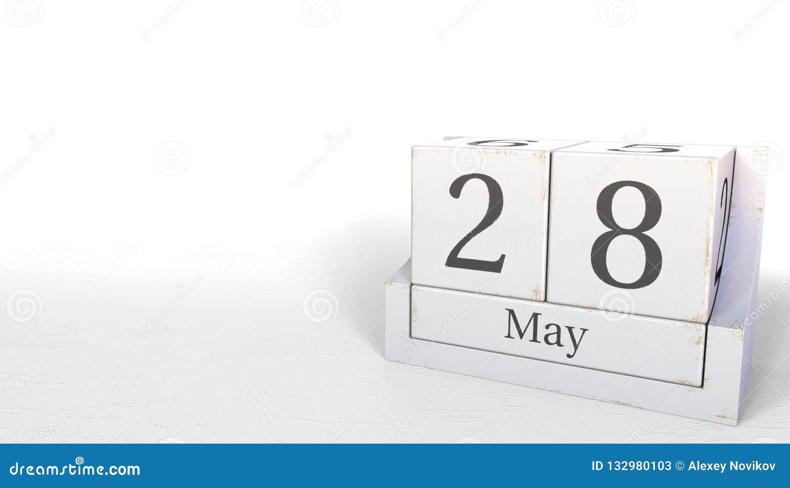 Wood Cube Calendar Shows May 28 Date, 3D Rendering Stock Illustration ...