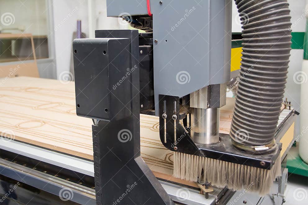 Wood Cutter Router CNC Machine Stock Photo - Image of hole, dust: 23213254