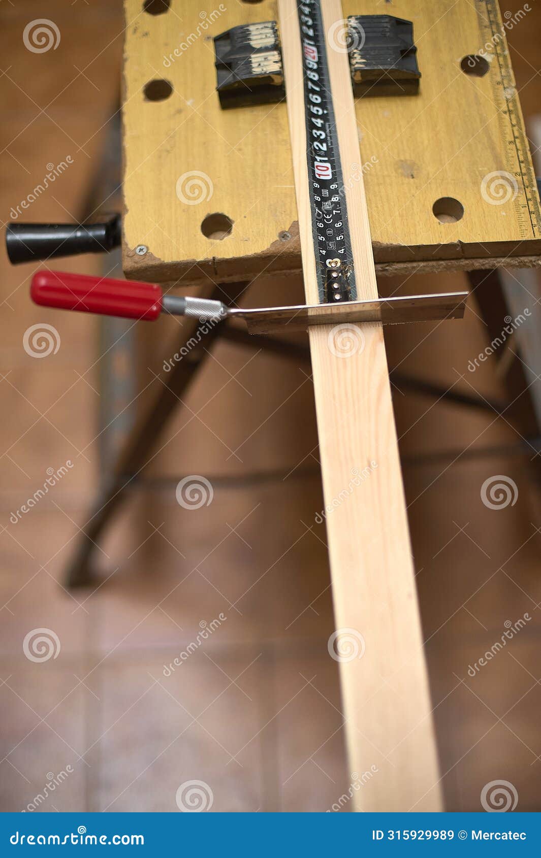 Wood Cutting Process in Workshop Stock Image - Image of clamp ...