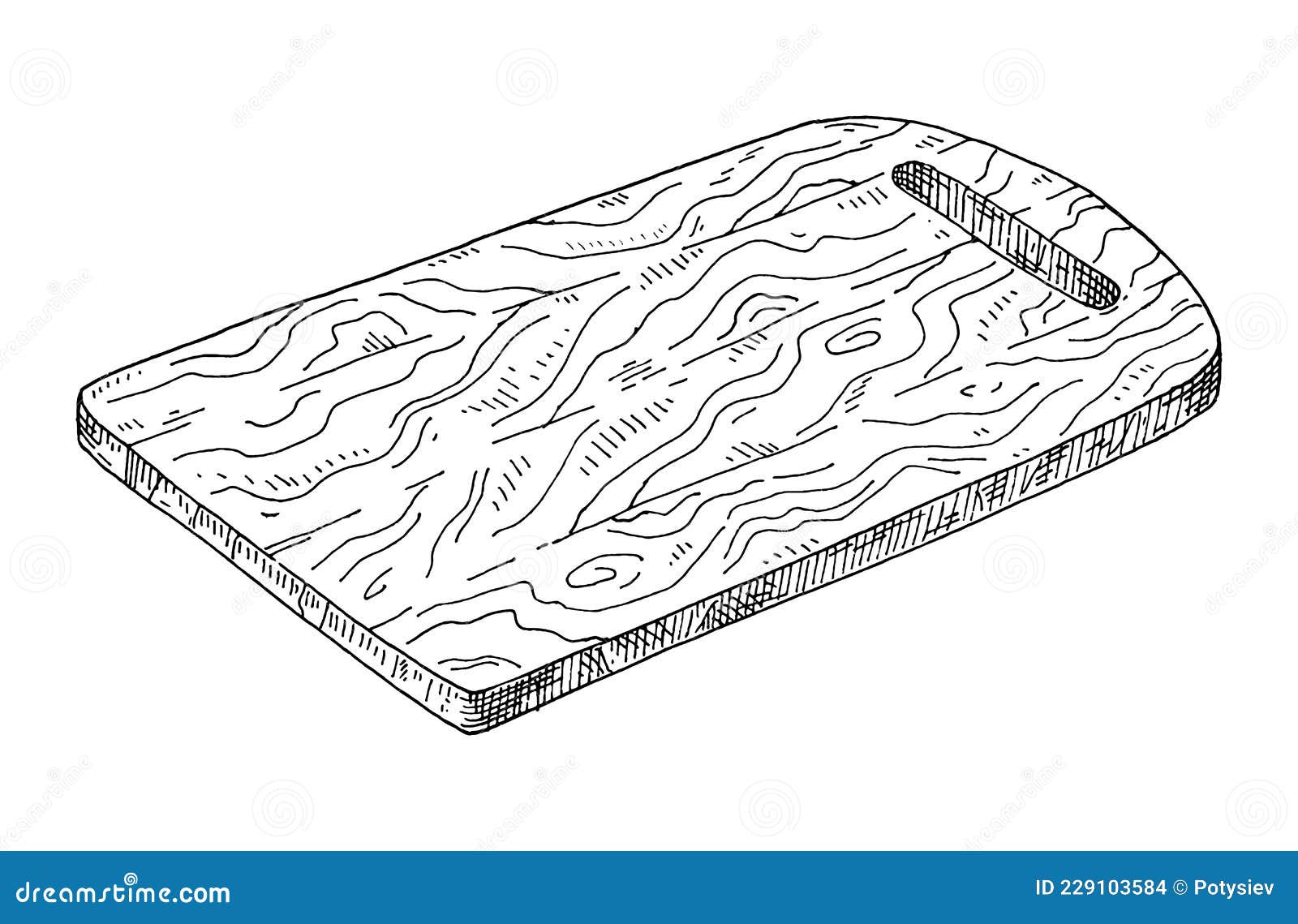 Wood Cutting Rectangular Board. Vintage Hatching Monochrome Black ...