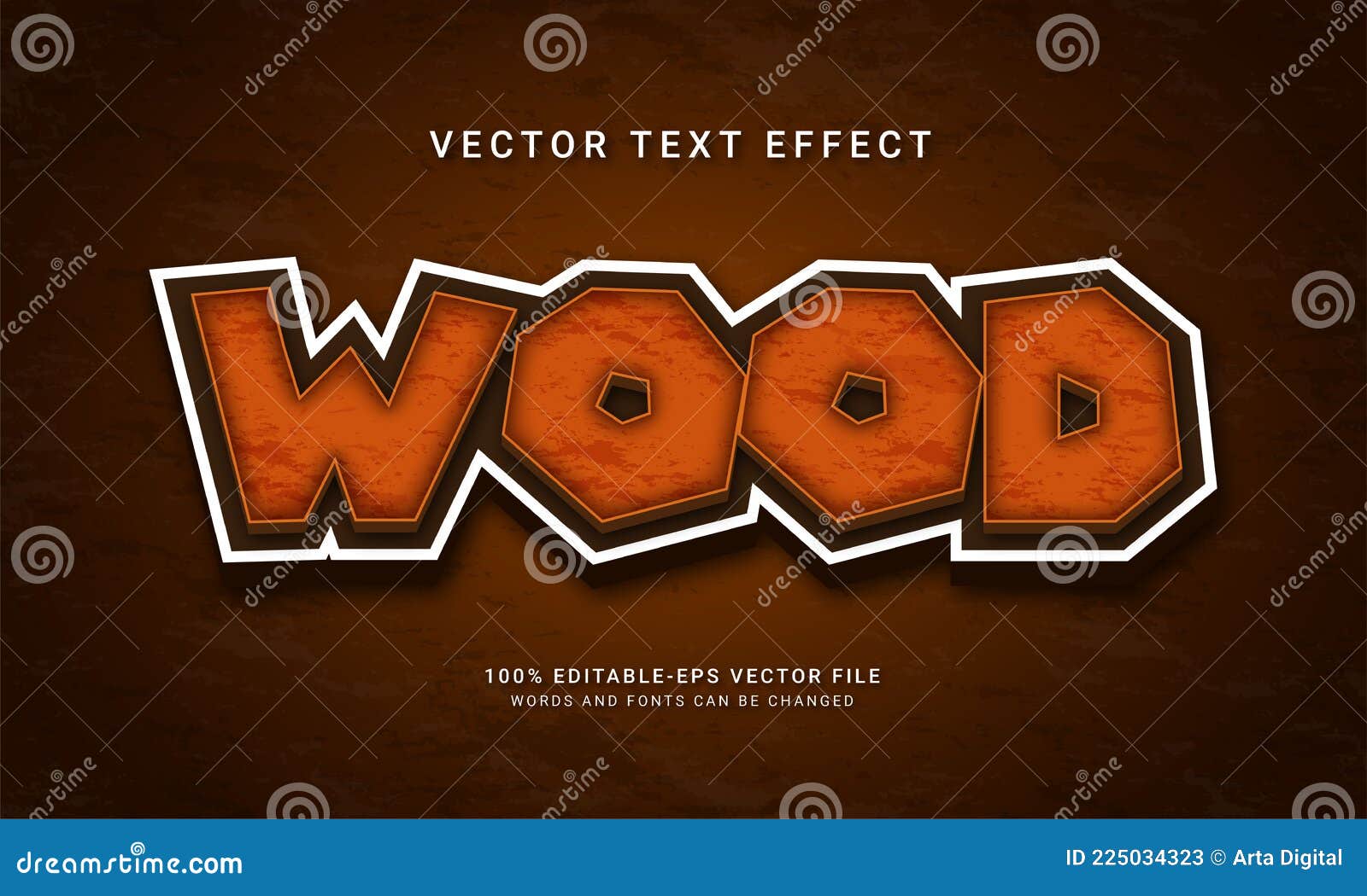 Wood 3d Text Style Effect Themed Wooden Texture of Forest Stock Vector ...