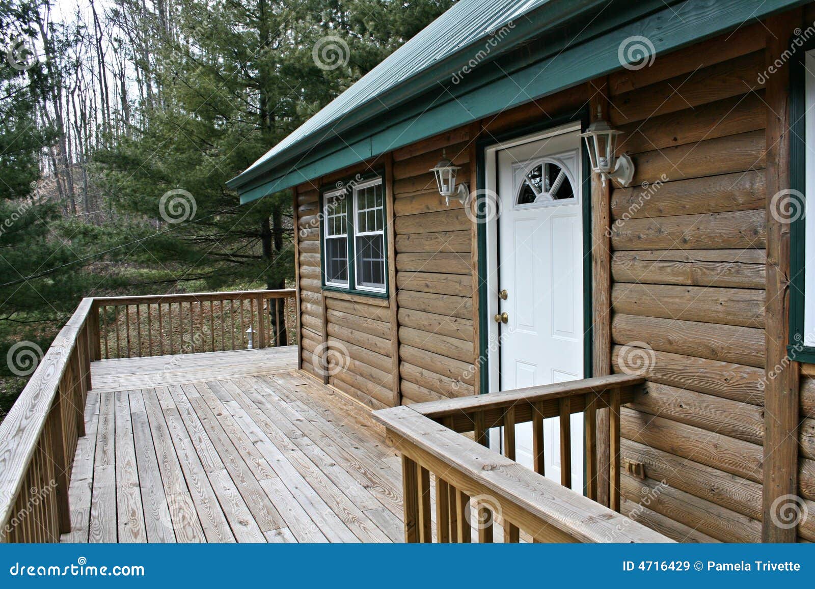 Wood Deck of Log Home stock image. Image of structure - 4716429