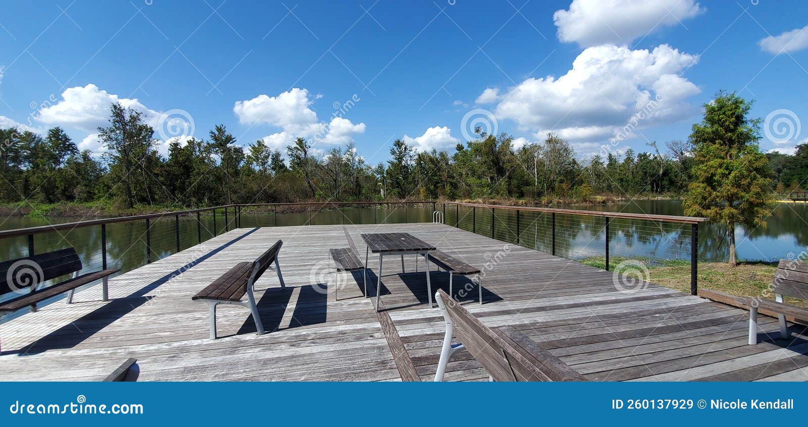 Deck by pond stock image. Image of outdoor, pond, blue - 260137929