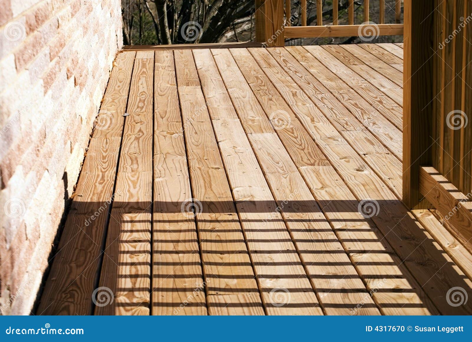 Wood Deck on Side of House stock photo. Image of handrails - 4317670