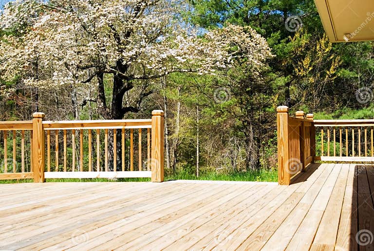 Wood deck in spring/wide stock photo. Image of autumn - 4968490