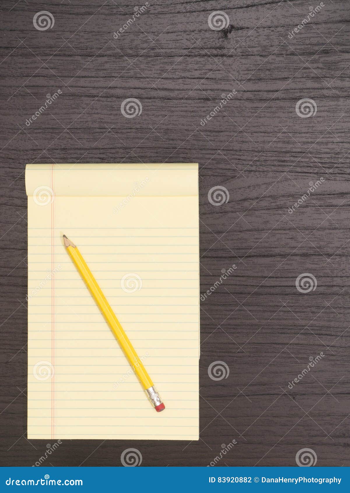 Wood Desk, Yellow Notepad, Pencil Stock Photo - Image of paperwork ...