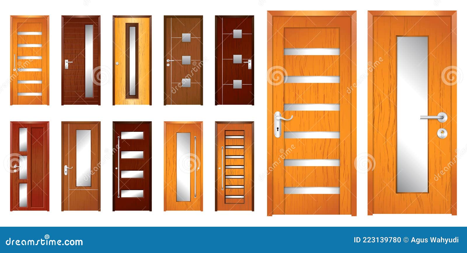 Set of Realistic Wooden Door Isolated or Modern Wooden Door Style for ...