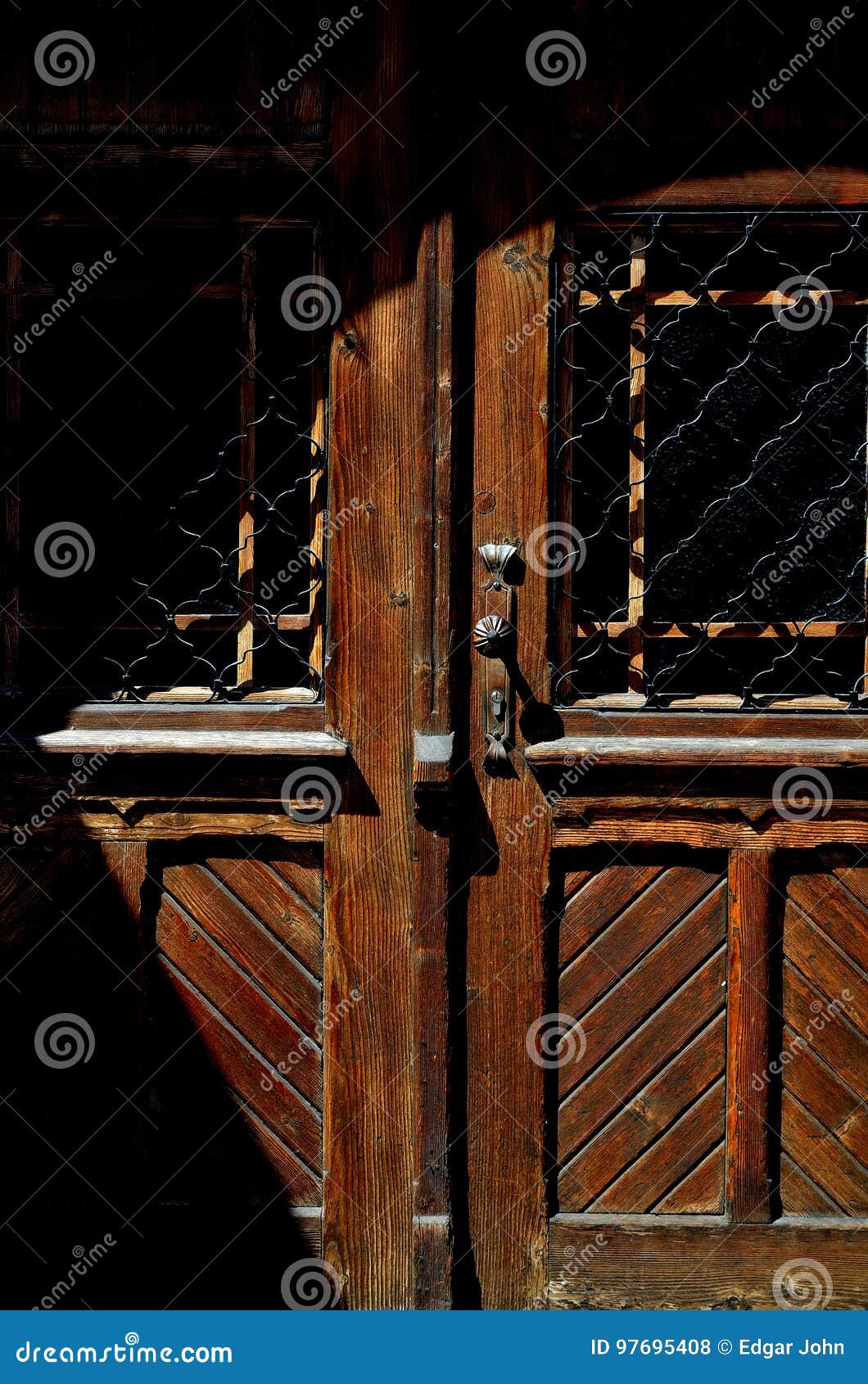 Wood door stock photo. Image of frame, access, doorknob - 97695408