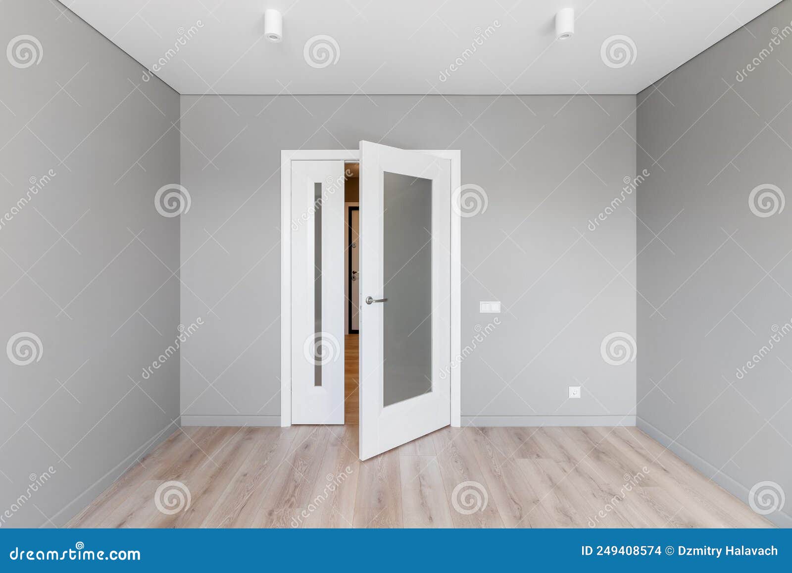 Wood Doors Open Closed in the Interior Stock Photo - Image of exit ...