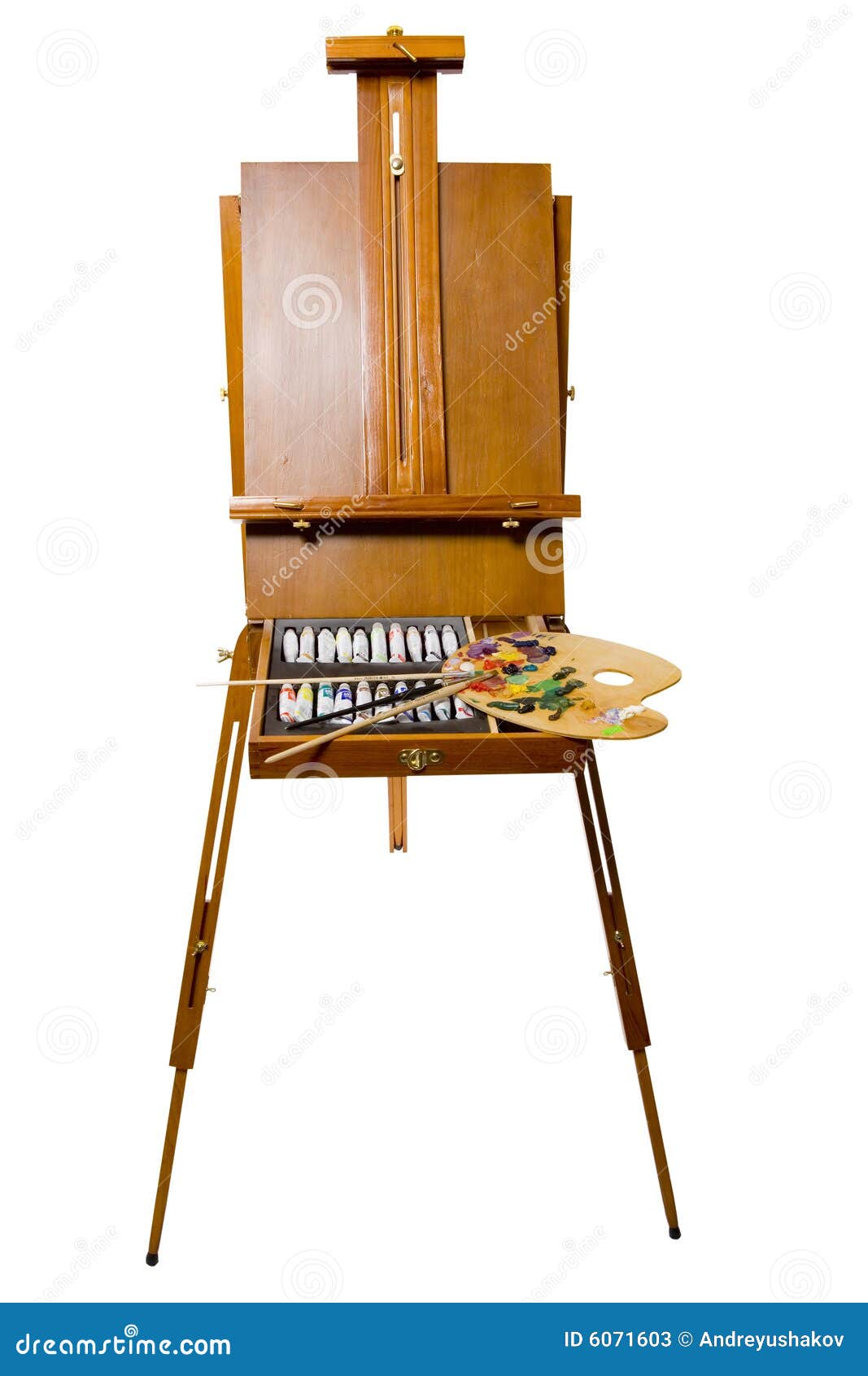 Wood Easel Isolated on White Background Stock Image - Image of board ...