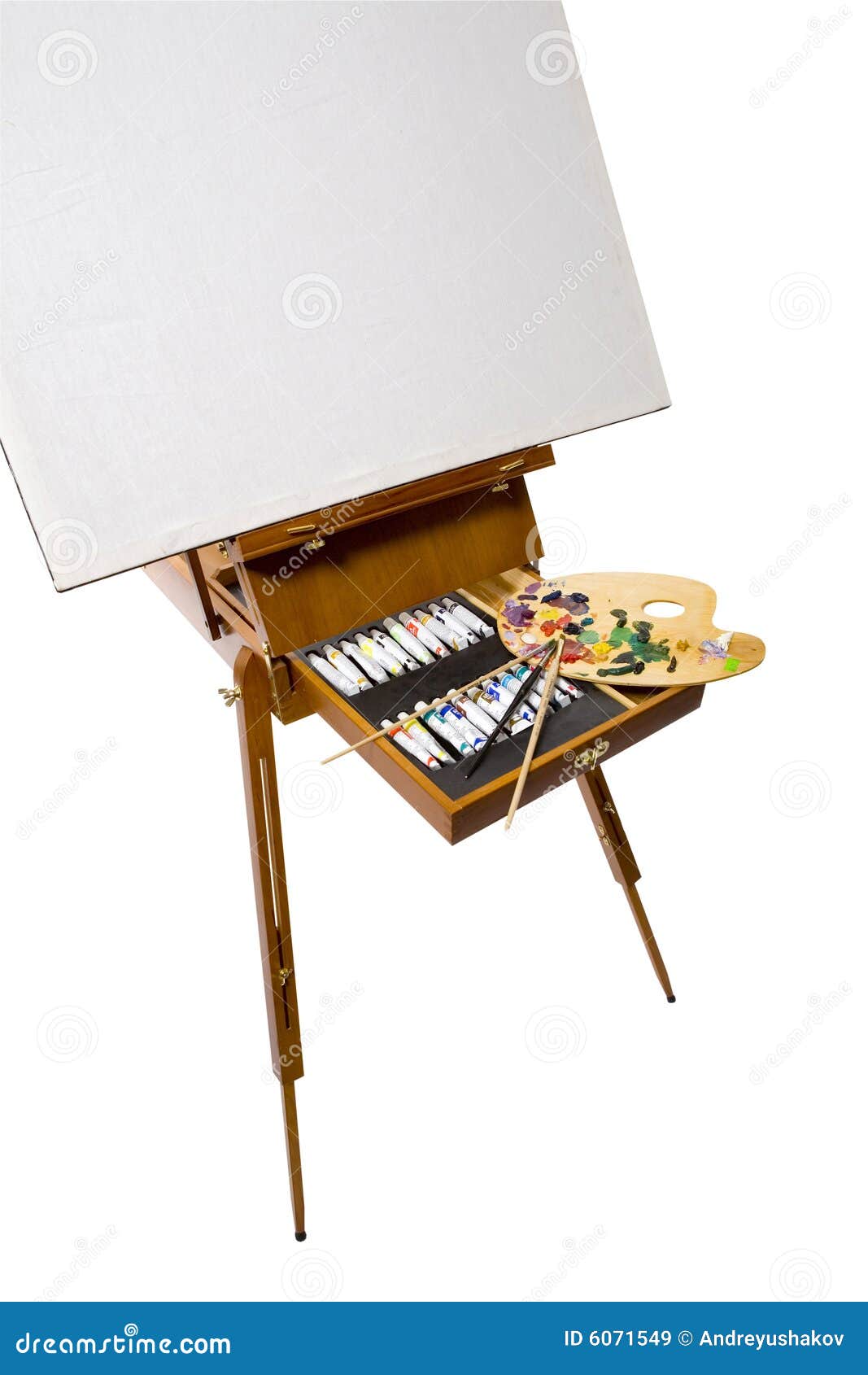 Wood Easel on White Background Stock Image - Image of canvas, white ...