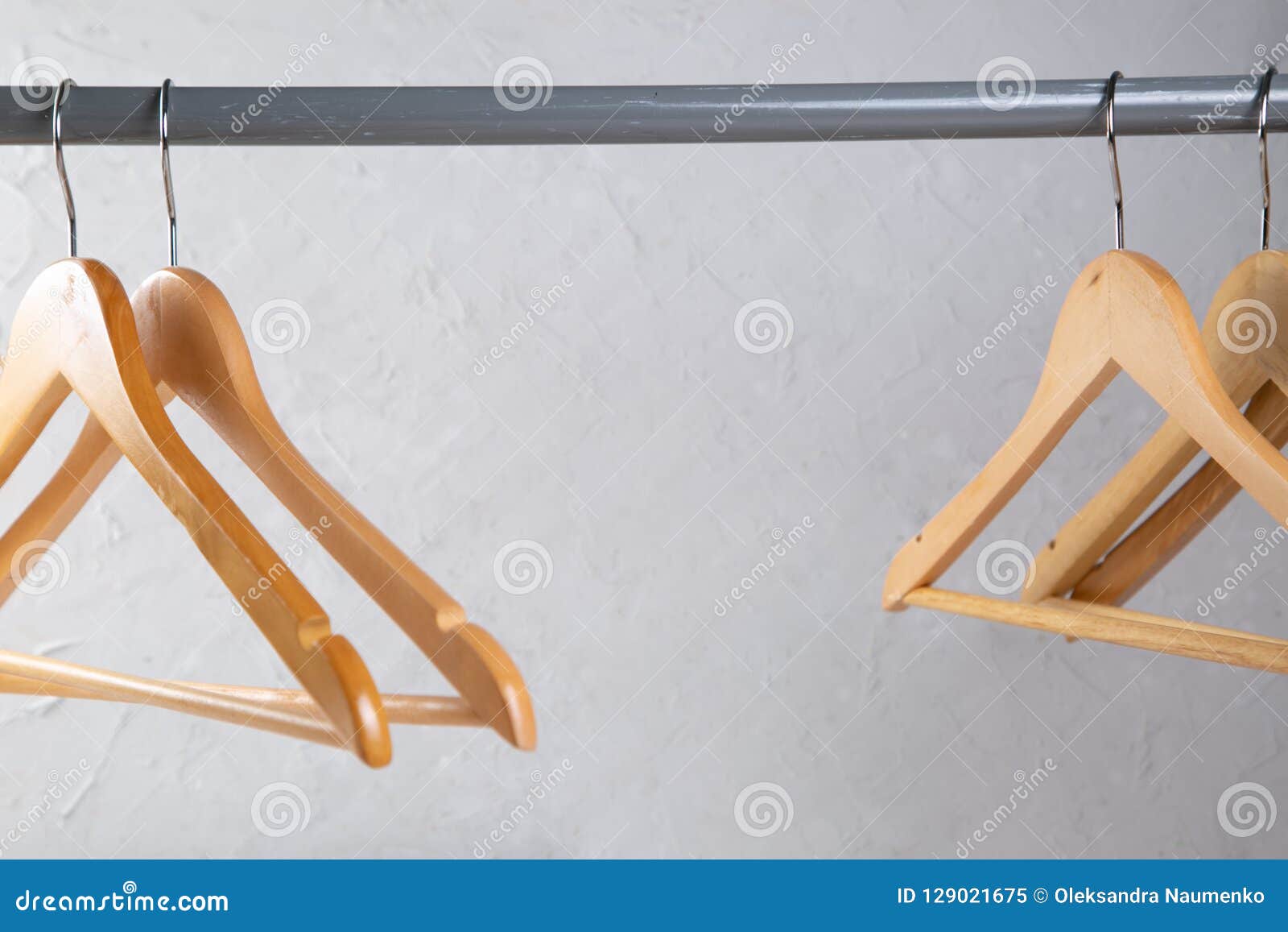 Wood Empty Hangers on Rack with Rustick Background Stock Image - Image ...