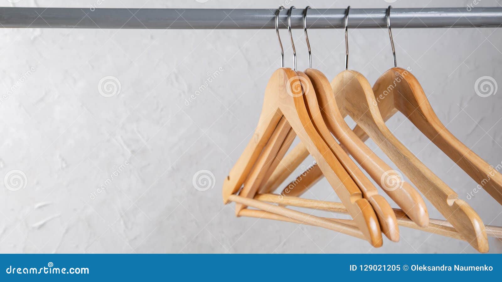 Wood Empty Hangers on Rack with Rustick Background Stock Image - Image ...