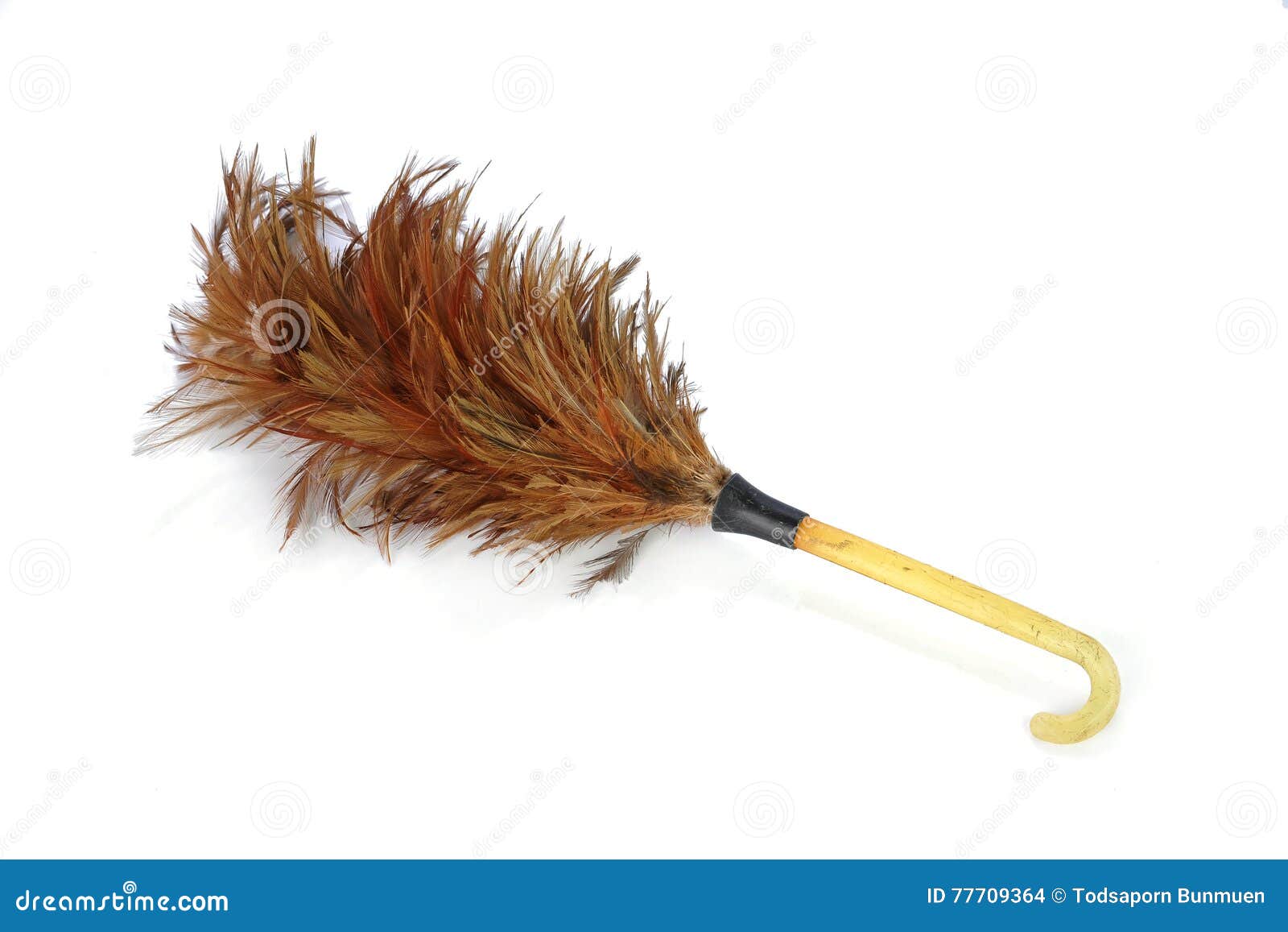 Wood Feather Cleaner Brush on White Background Stock Photo - Image of ...