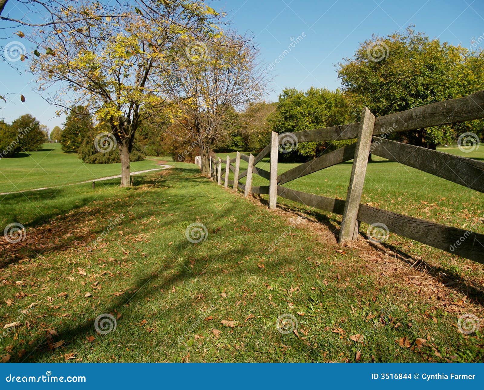 Wood Fence by a Walking Path Stock Photo - Image of perspective, rustic ...